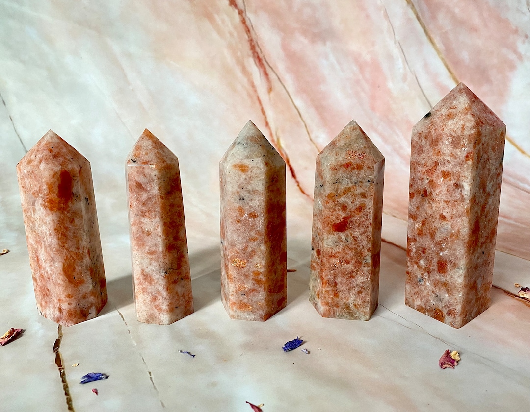 Sunstone Crystal Tower | Natural Sunstone Towers | Sparkly Gold Flash ...