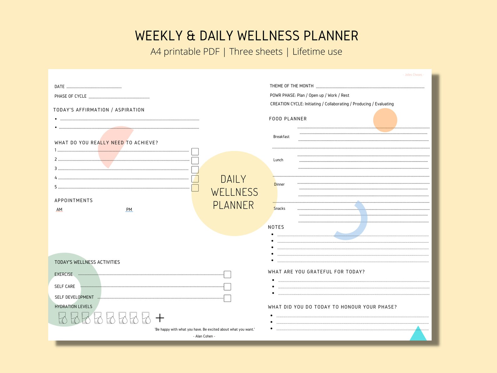 Weekly Daily Hormone & Wellness Printable Planner With Affirmations ...