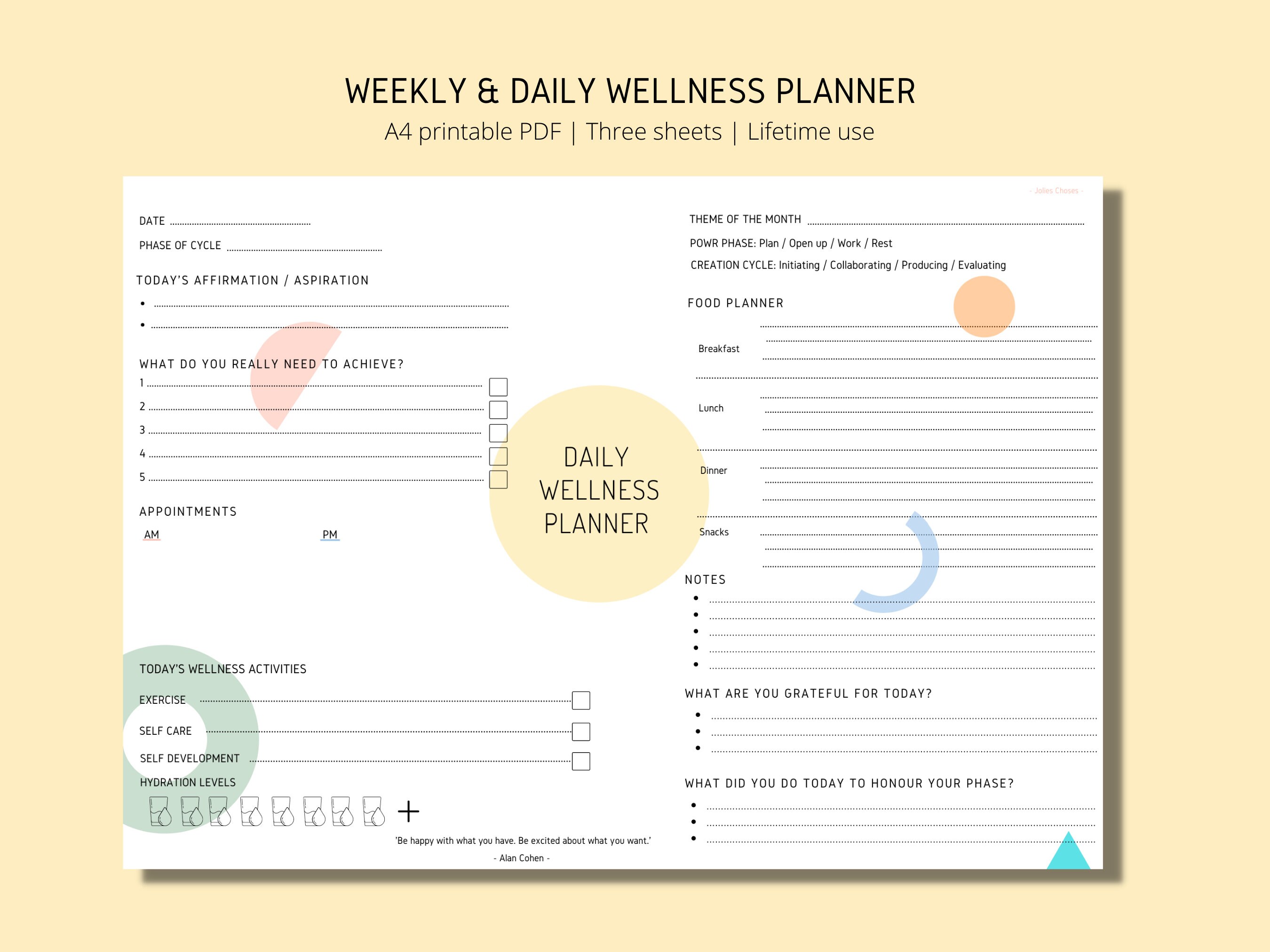 Weekly Daily Hormone & Wellness Printable Planner With Affirmations ...