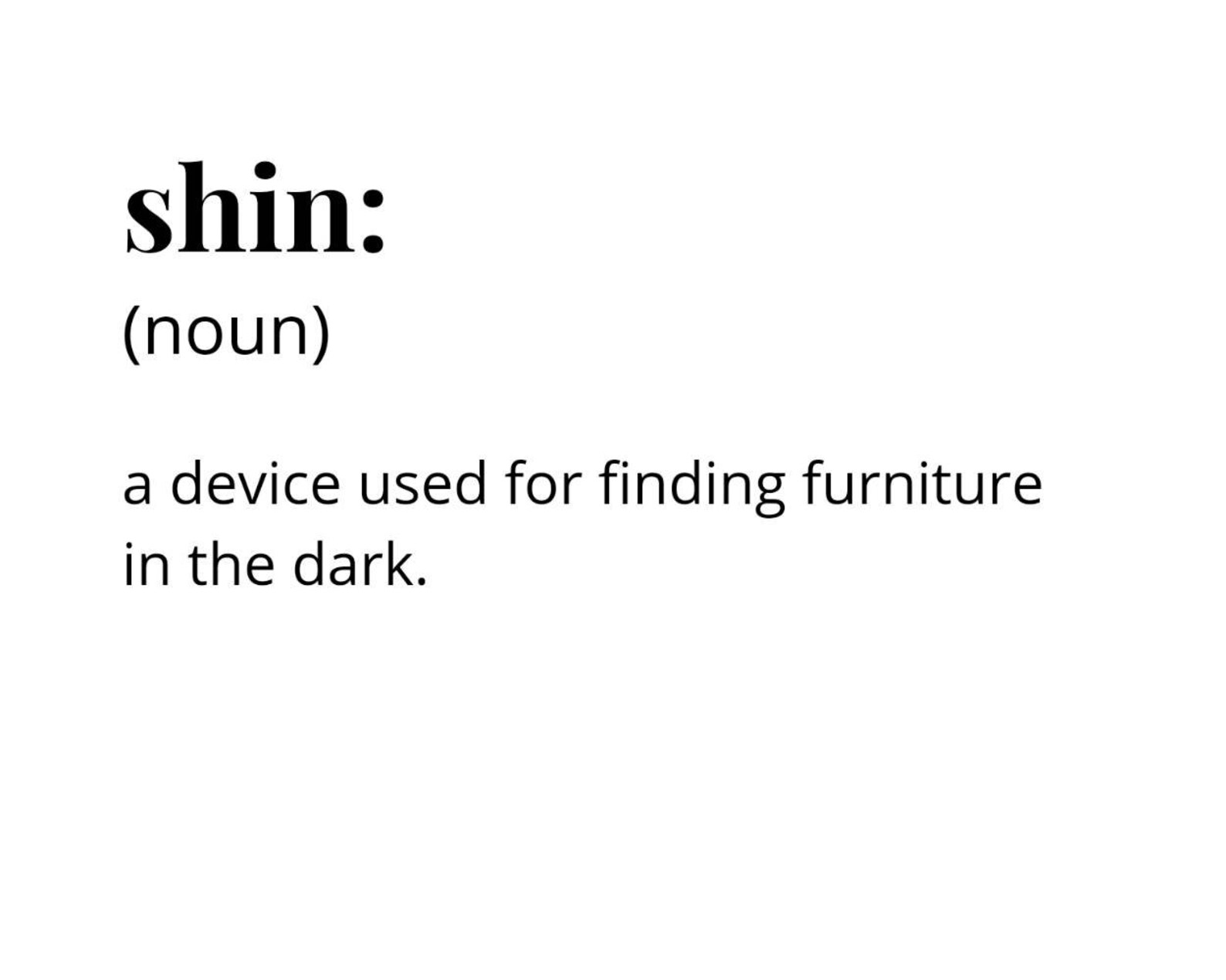 Shin Definition Print Dictionary Definition Funny Print | Etsy