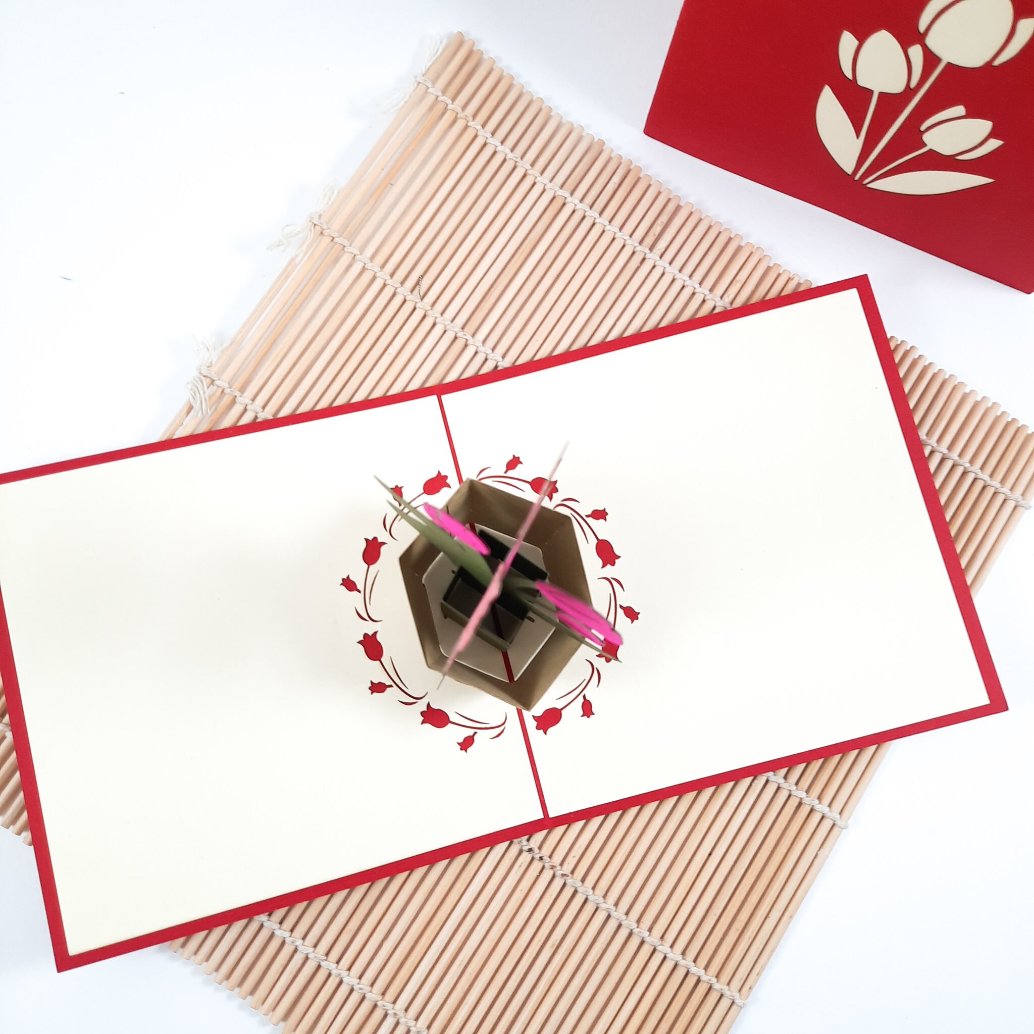 Tulips Plant Pop up Card 3D Flower Card Laser Cut Card - Etsy