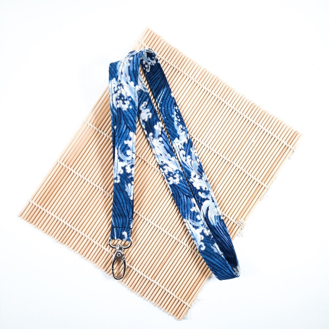 Crashing Wave Lanyard, Japanese Fabric Badge Lanyard, Breakaway ID Card ...