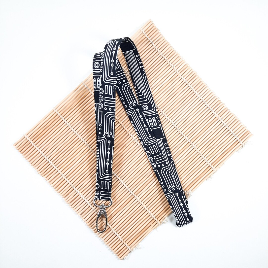 Black Circuit Board Lanyard: Cotton Engineering ID Holder - Etsy