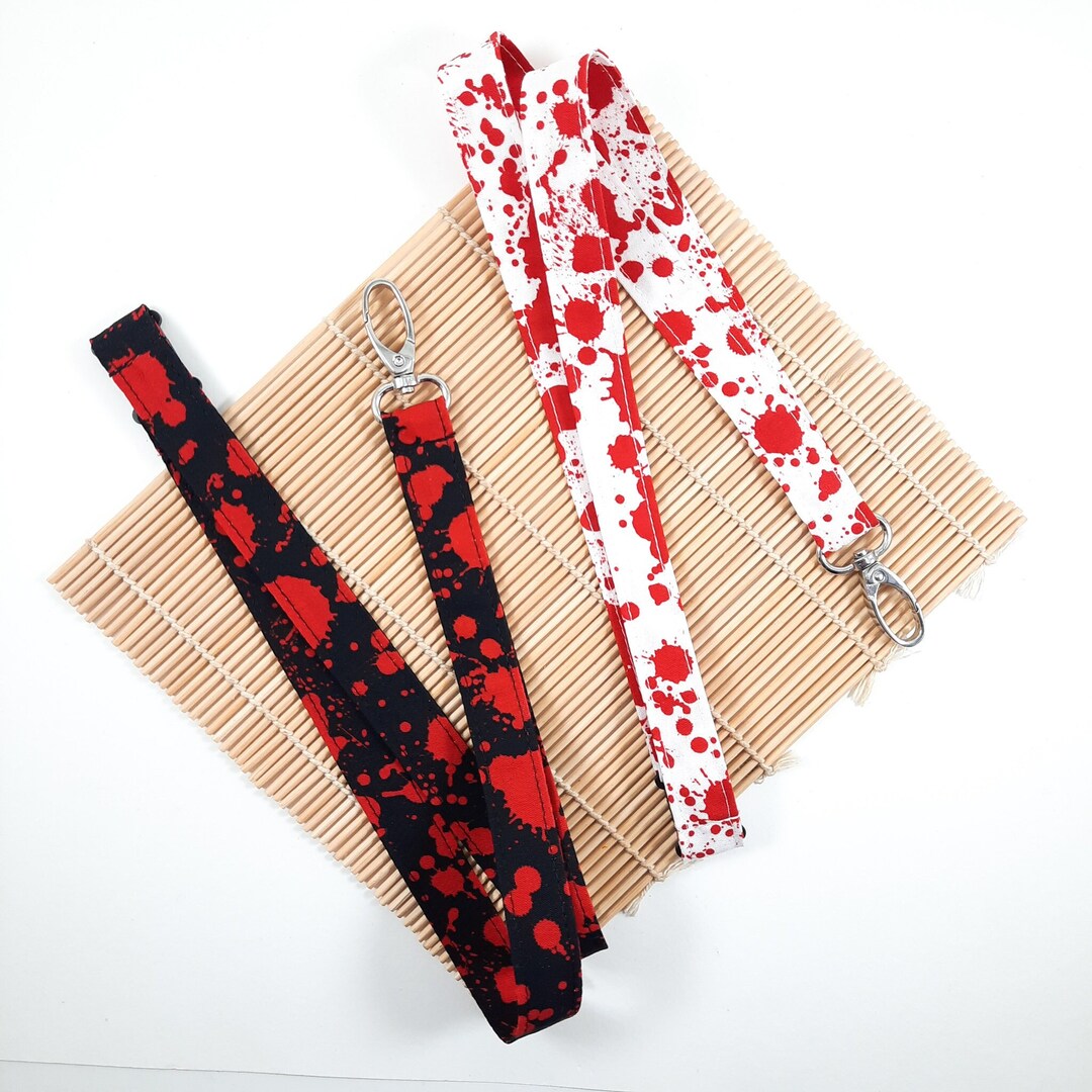 Black and White Blood Splatter Lanyard, Horror Fabric ID Badge Holder ...