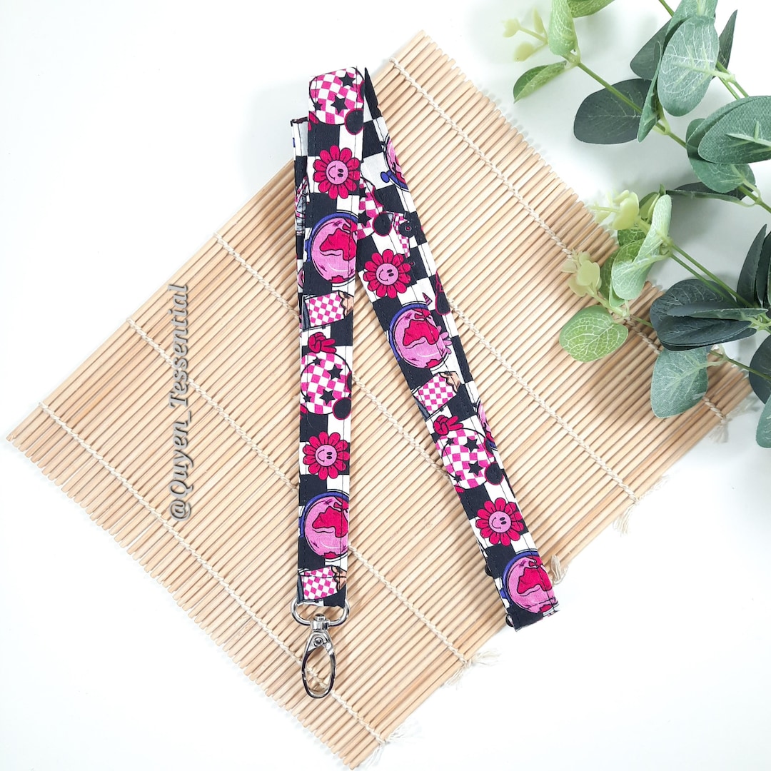 Groovy Retro Lanyard: Checkered Cotton ID Badge Holder - Etsy Australia