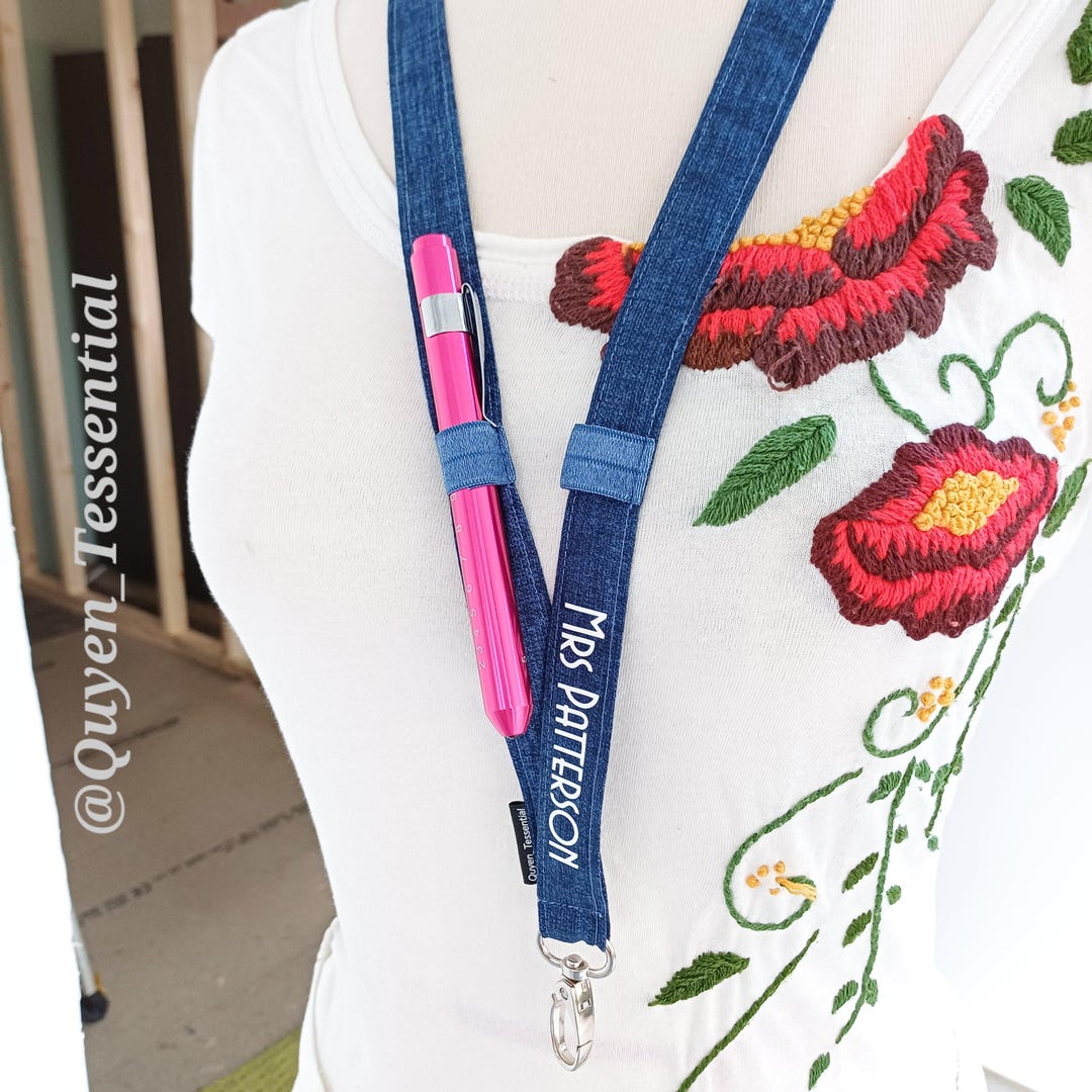 Personalized Cotton Lanyard With Pen Loop: ID Badge & Glasses Holder - Etsy