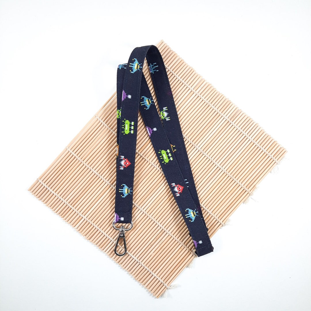 Space Invaders Lanyard, Retro Gaming Badge Holder, Fabric Id Holder ...