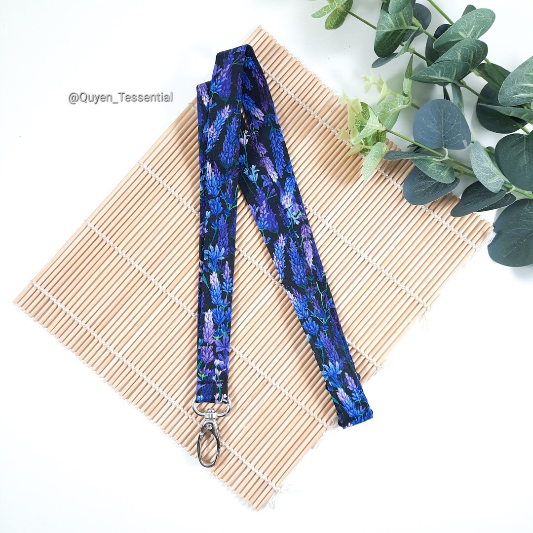 Lavender Floral Lanyard: Cotton Fabric ID Card Holder - Etsy