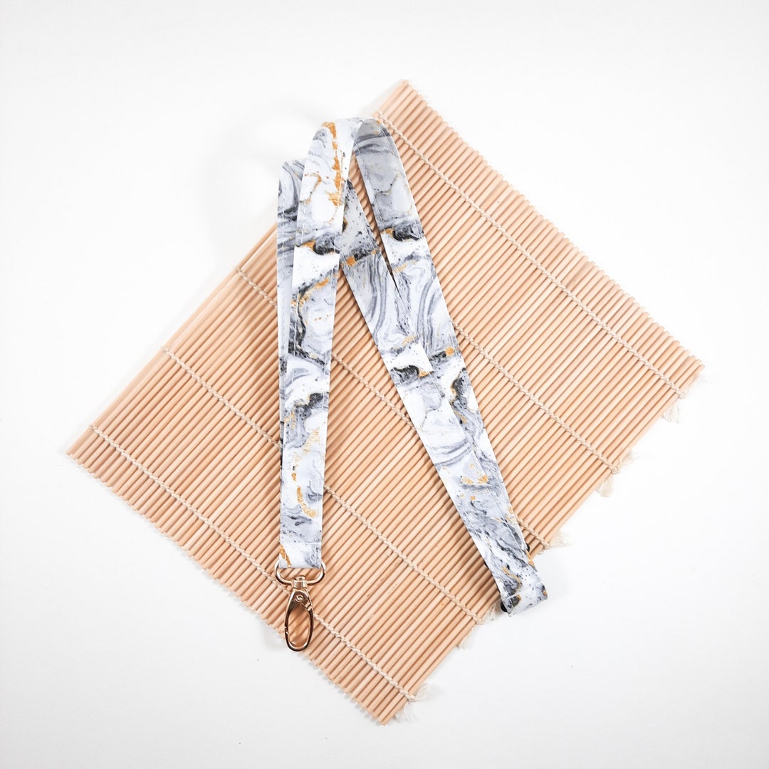 Grey Marble Lanyard, Stylish Lanyard, Breakaway Id Holder, Fabric Key ...