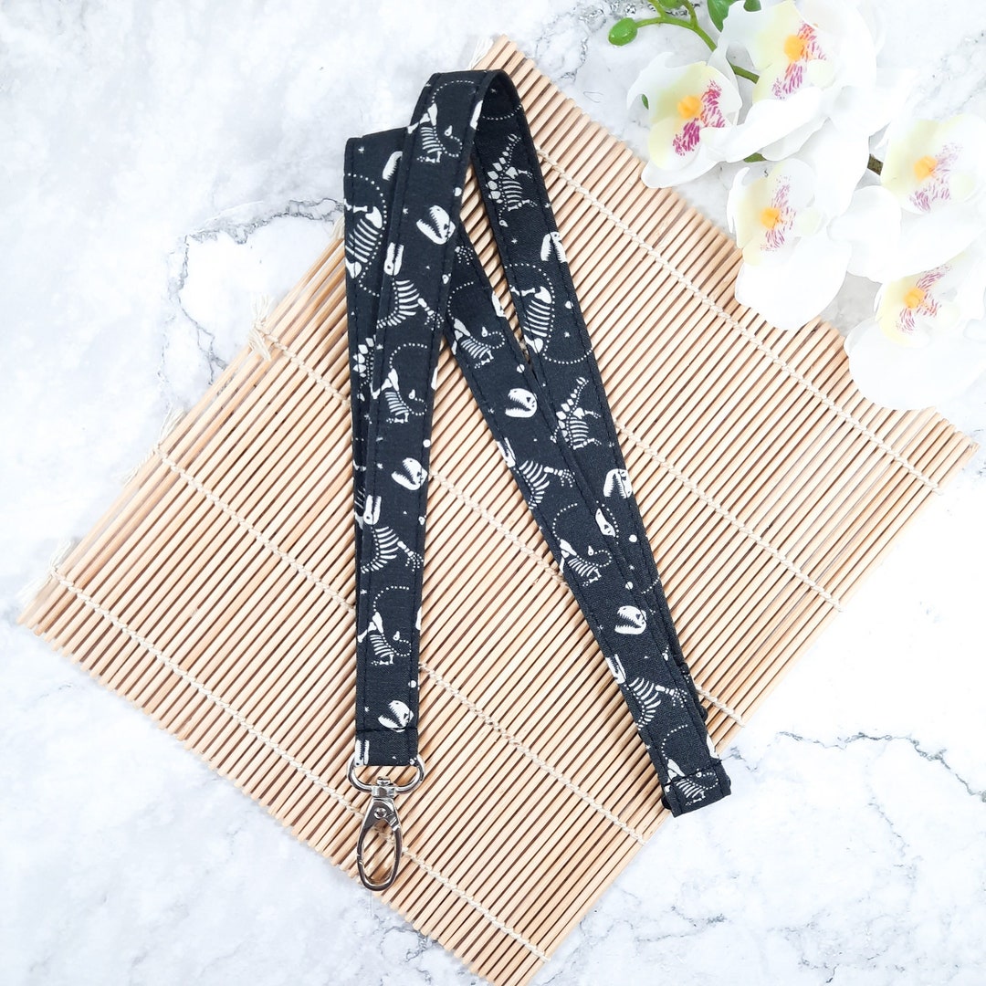 Dinosaur Skeleton Lanyard: Cotton ID Badge Holder With Breakaway - Etsy