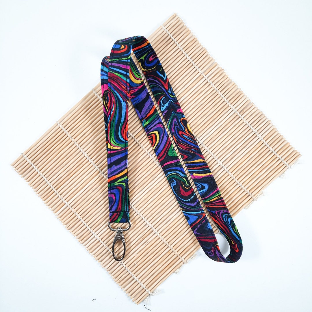 Rainbow Swirl Lanyard, Artists Lanyard, Abstract Key Holder, Breakaway ...