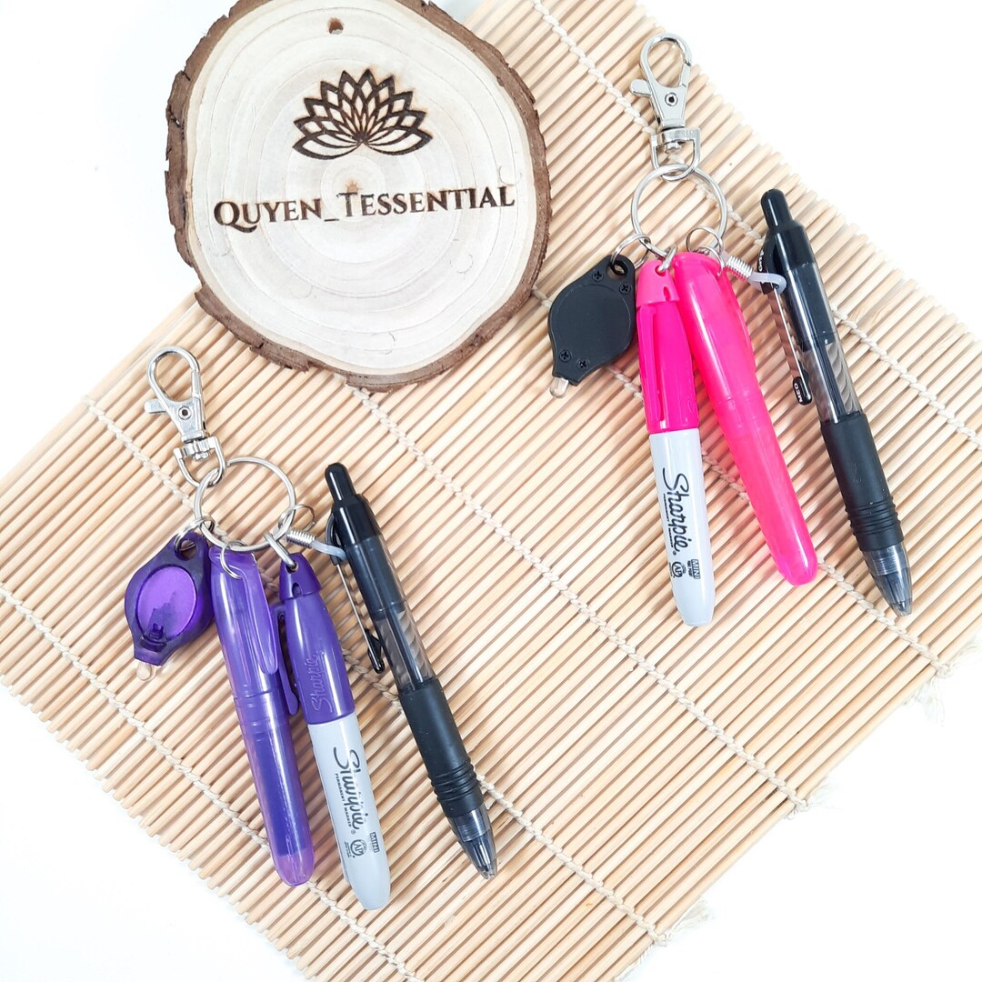 Mini Pen Set: Retractable Pen, Sharpie, Highlighter, Keychain ...