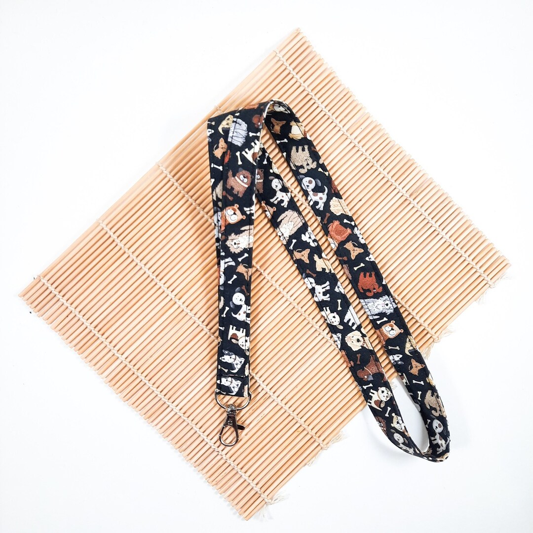 Dog Print Lanyard: Cotton ID Badge Holder, Dog Lover Gift - Etsy