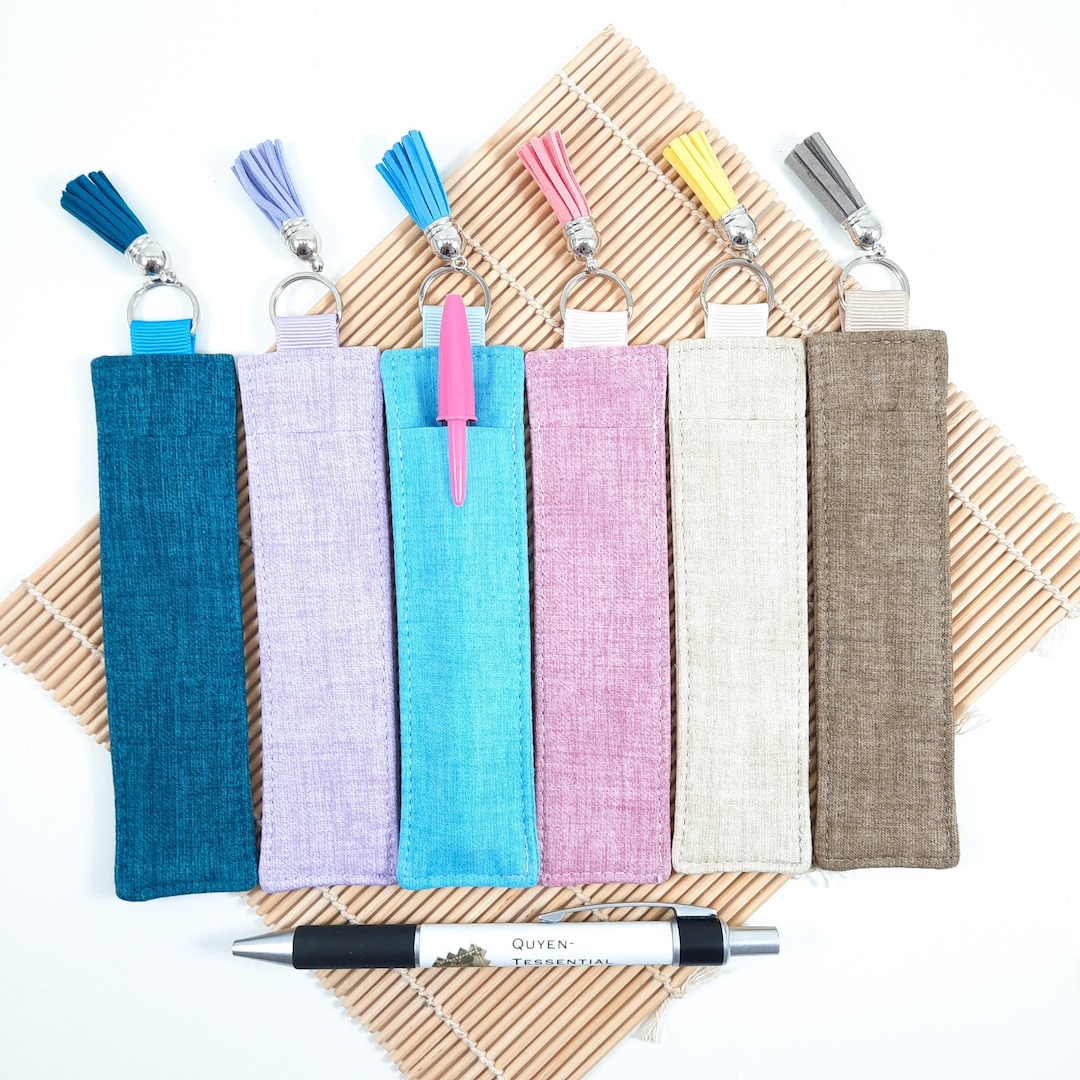 Pastel Linen Pen Holder for Lanyard: Keychain Pen Case - Etsy