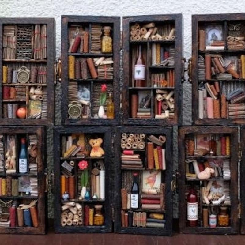 Miniature Library - Etsy