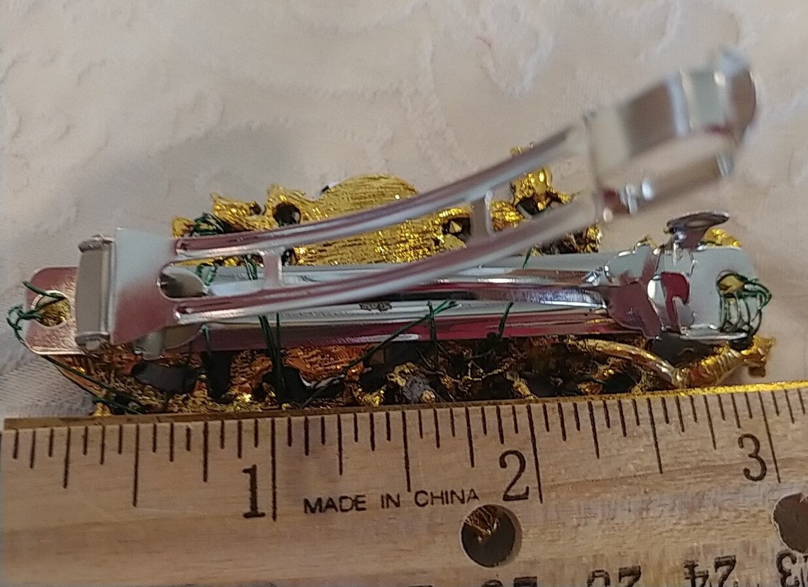 Emerald Green & AB Crystal Rhinestone CZ Gold Floral French Hair ...