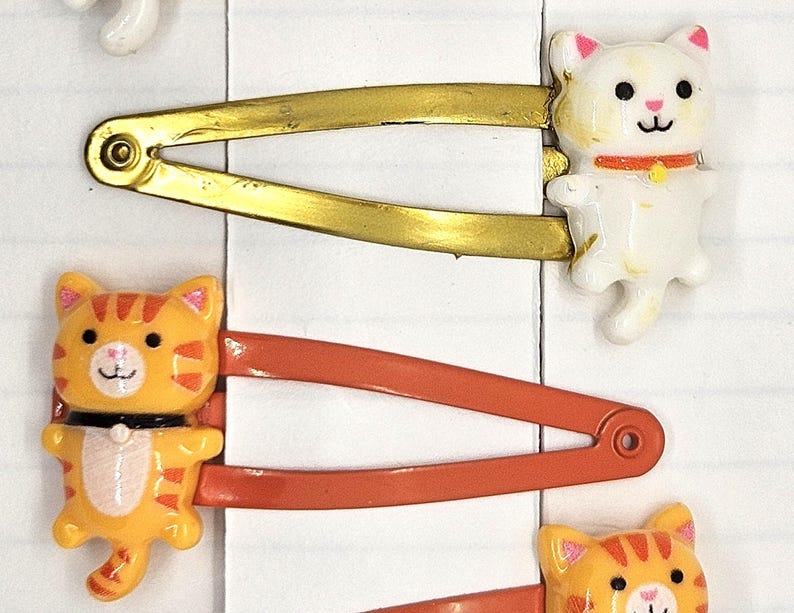 Two Sets of 2 (left and Right) Cat Metal Hair Jewelry Snap Clips 2 ...