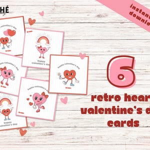 Retro Heart and Love Themed Valentine's Day Cards - Instant Digital ...