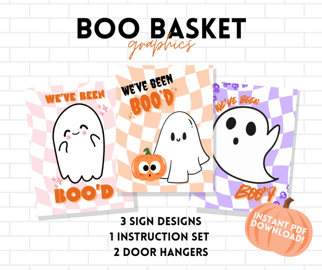 Boo Basket Signs Halloween Printable Door Hangers Instant Download PDF ...