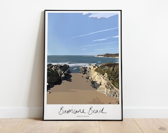 Sunset Beach Sea Sparkle Art Print Woolacombe Barricane Beach Devon ...