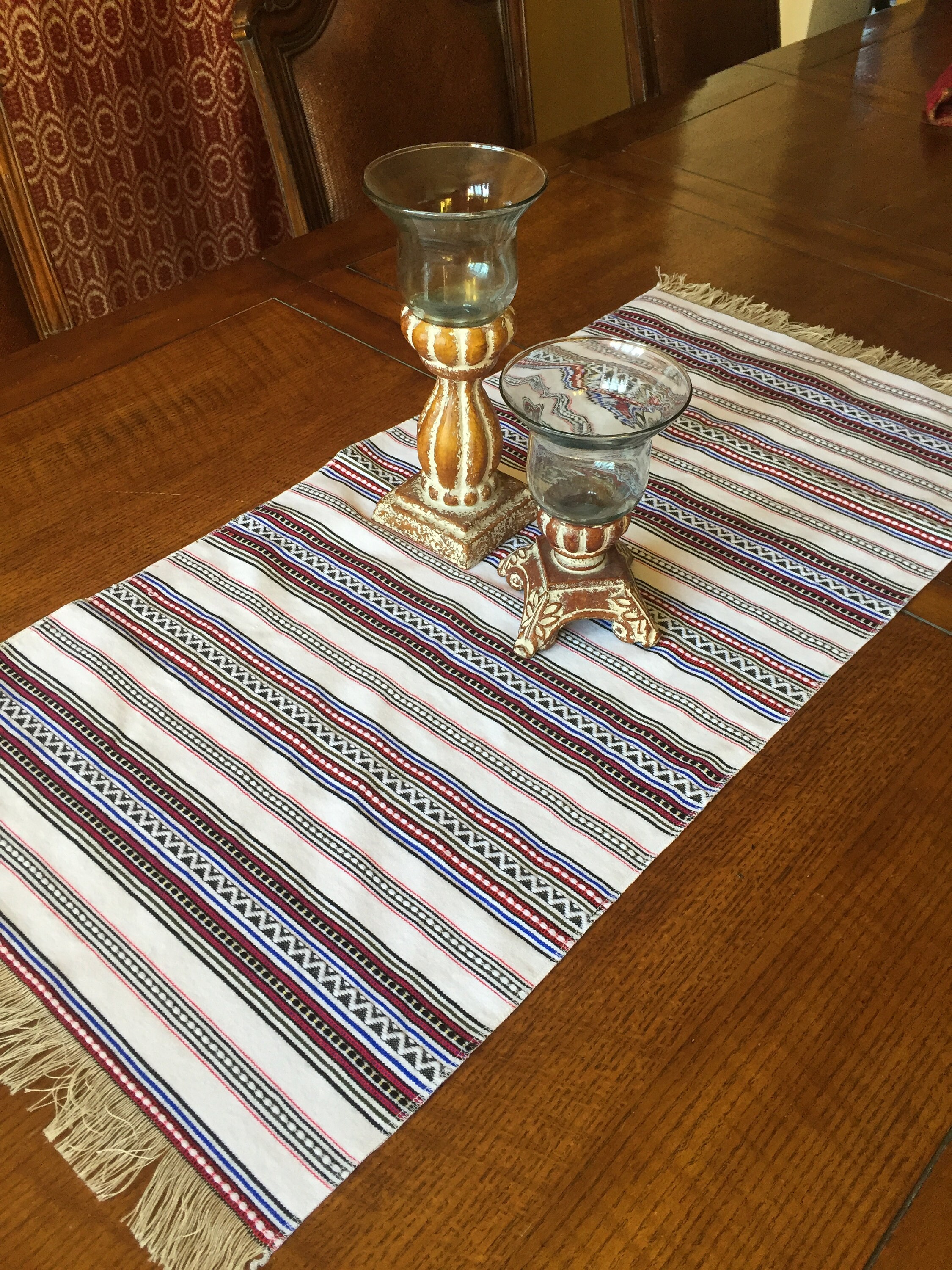 Greek Vintage-styled Handmade Woven Approx. 18"x38", Table Runner ...