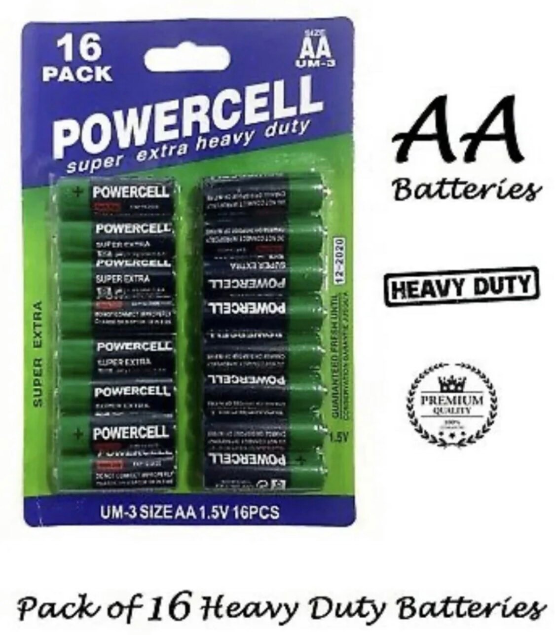 Powercell AA Battery 1.5V Super Extra Heavy Duty Batteries Value Pack ...