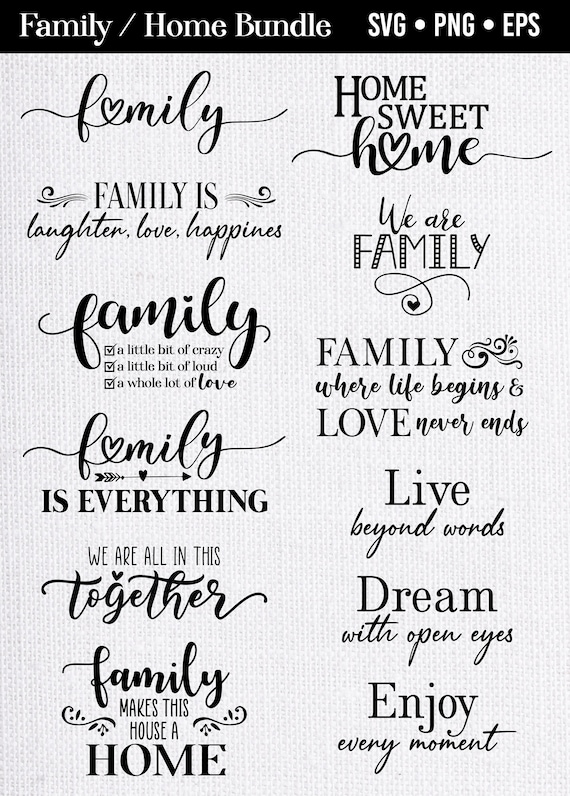 Family Quotes Svg Png Eps Home Sweet Home Family is | Etsy