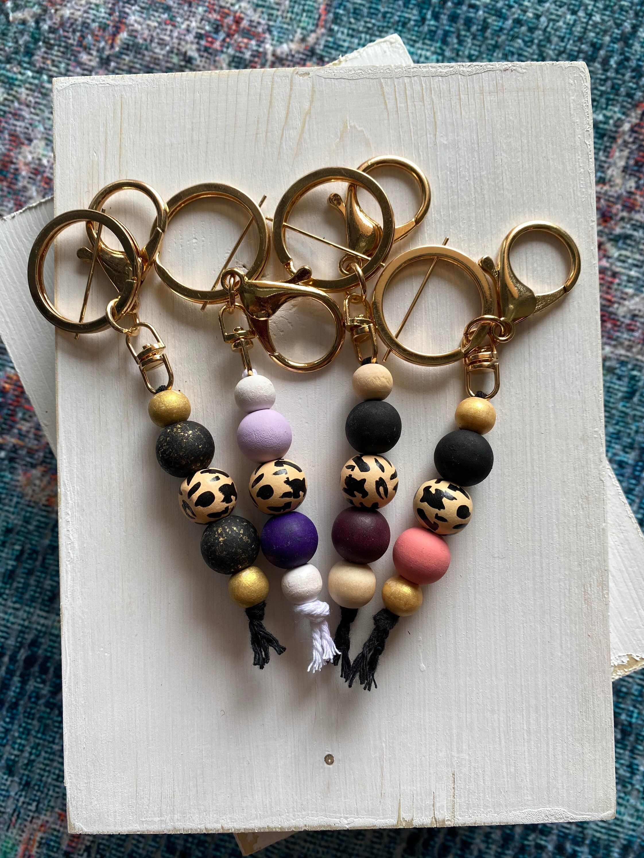 Wooden Bead Keychains - Etsy