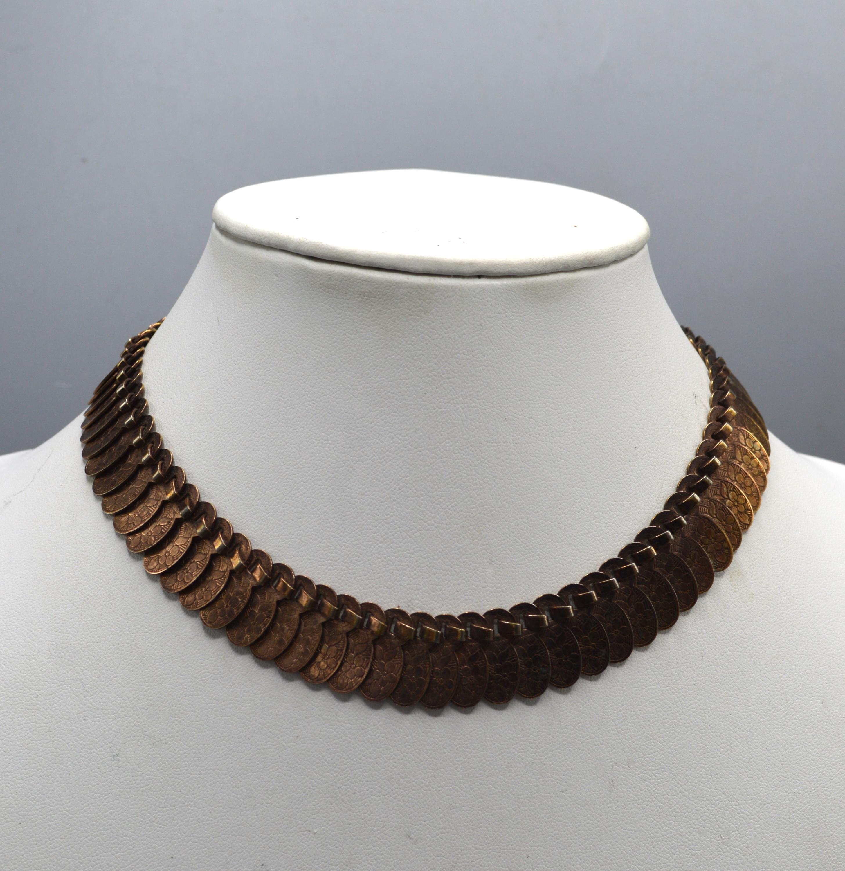 Antique Floral Victorian Gilt Brass Collarette Necklace - Etsy