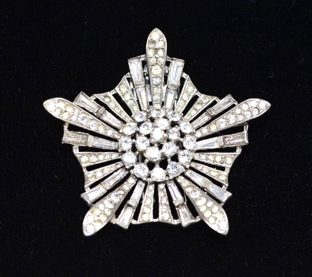 1947 Trifari Alfred Philippe Sterling Star Diamante Fur Clip - Etsy