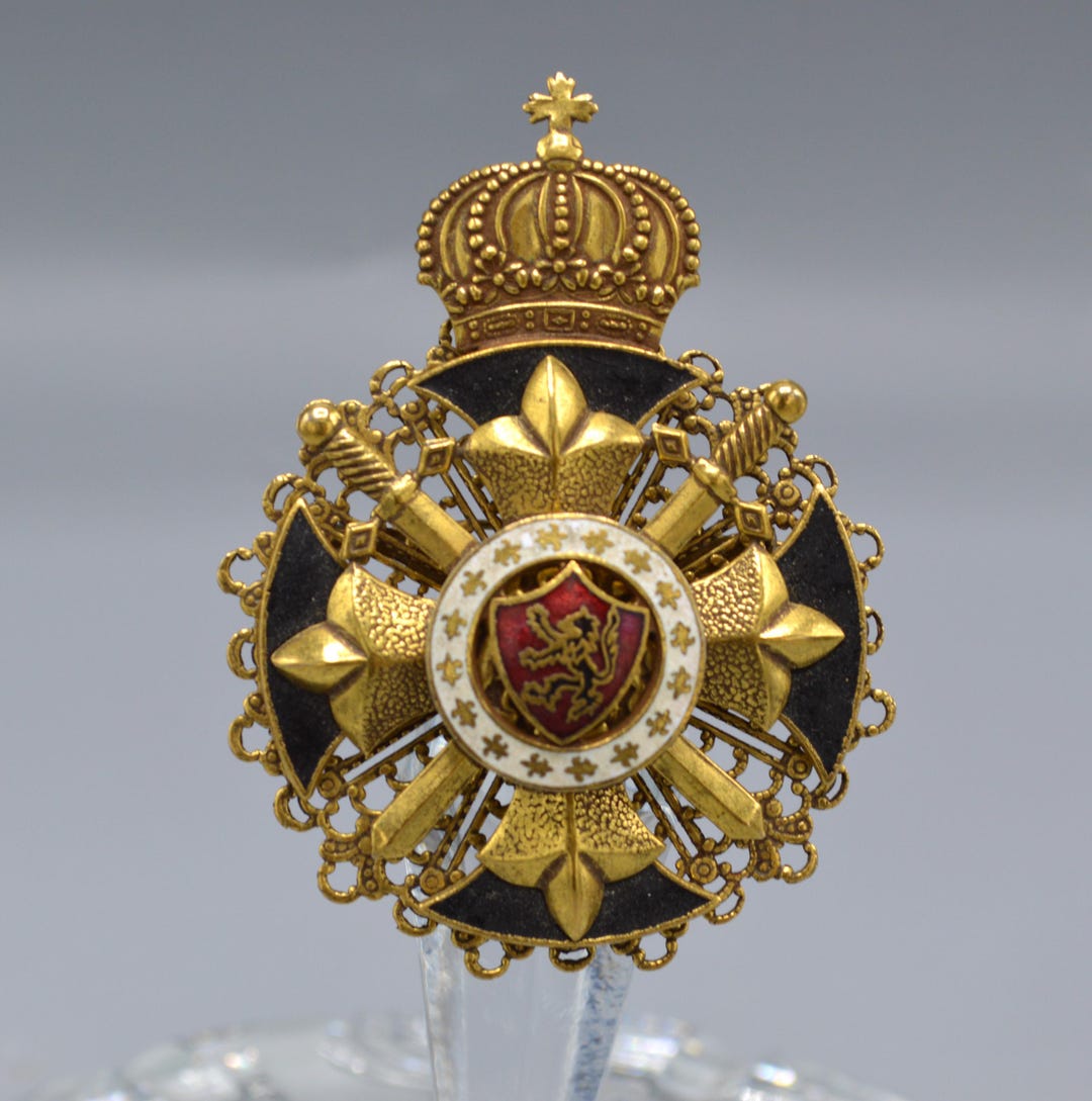 Vintage Vendome Heraldic Crest Maltese Cross Crown and Sword Brooch or ...
