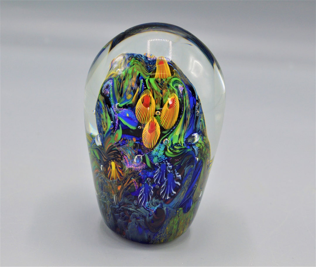 Art Glass Paperweight by David Lindsay Dome Under Sea - Etsy