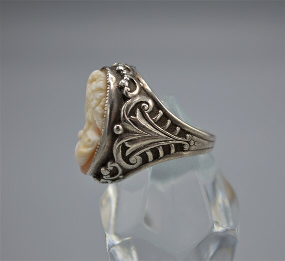 Antique Shell Cameo and Sterling Ring - Gem