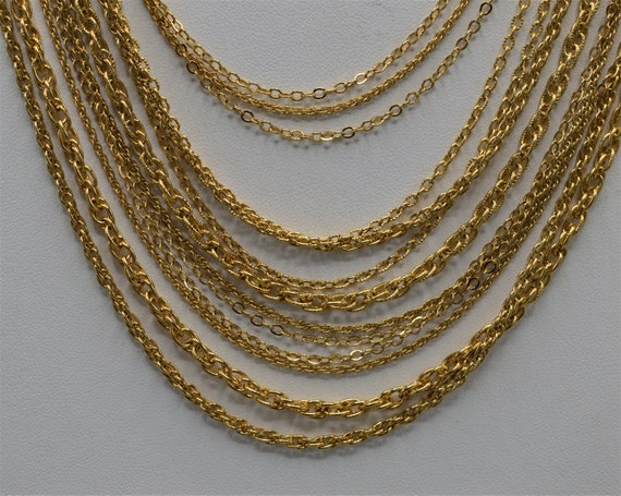 Trifari Multi Strand Graduated Gold Tone Necklace - Gem