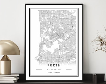 PERTH MAP PRINT - Modern Perth Australia Map Poster - Minimalist City ...