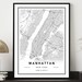 Manhattan Map Art Print: New York City Poster - Etsy