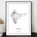 India Road Map Print, India Map Poster, India Map Wall Art, Map of ...