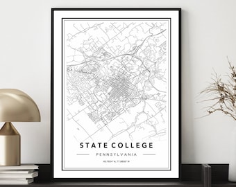 State College Street Map Print - Etsy