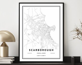 Scarborough Map Art - Etsy UK