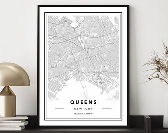 Queens Map Wall Art - Etsy