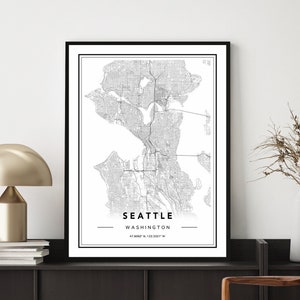 Seattle City Map Print, Seattle Map Poster, Seattle Map Wall Art ...
