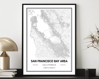 San Francisco Map Bay Area Map Art Print Poster - Etsy
