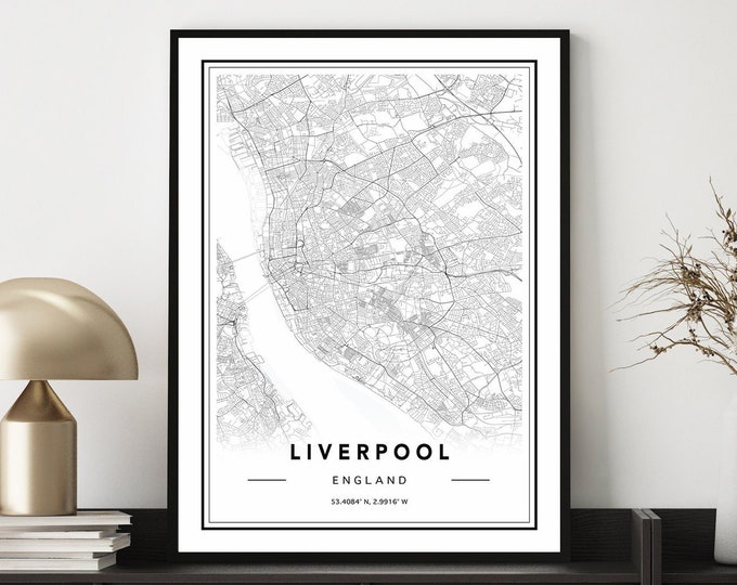 Liverpool City Centre Map Art Print - Many Colours - 350gsm Art Quality ...