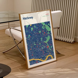 Hackney Map Print, Hackney Map Poster, Hackney London Map Wall Art, Map ...