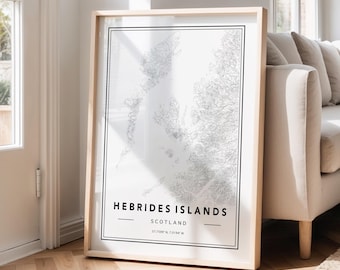 Cianalas Outer Hebrides Watercolour Map Art Print With Golden Beaches ...