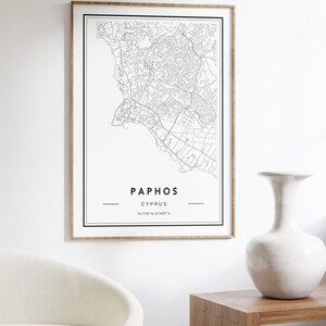 Paphos Map Print, Paphos Map Poster, Paphos City Map Wall Art, Paphos ...