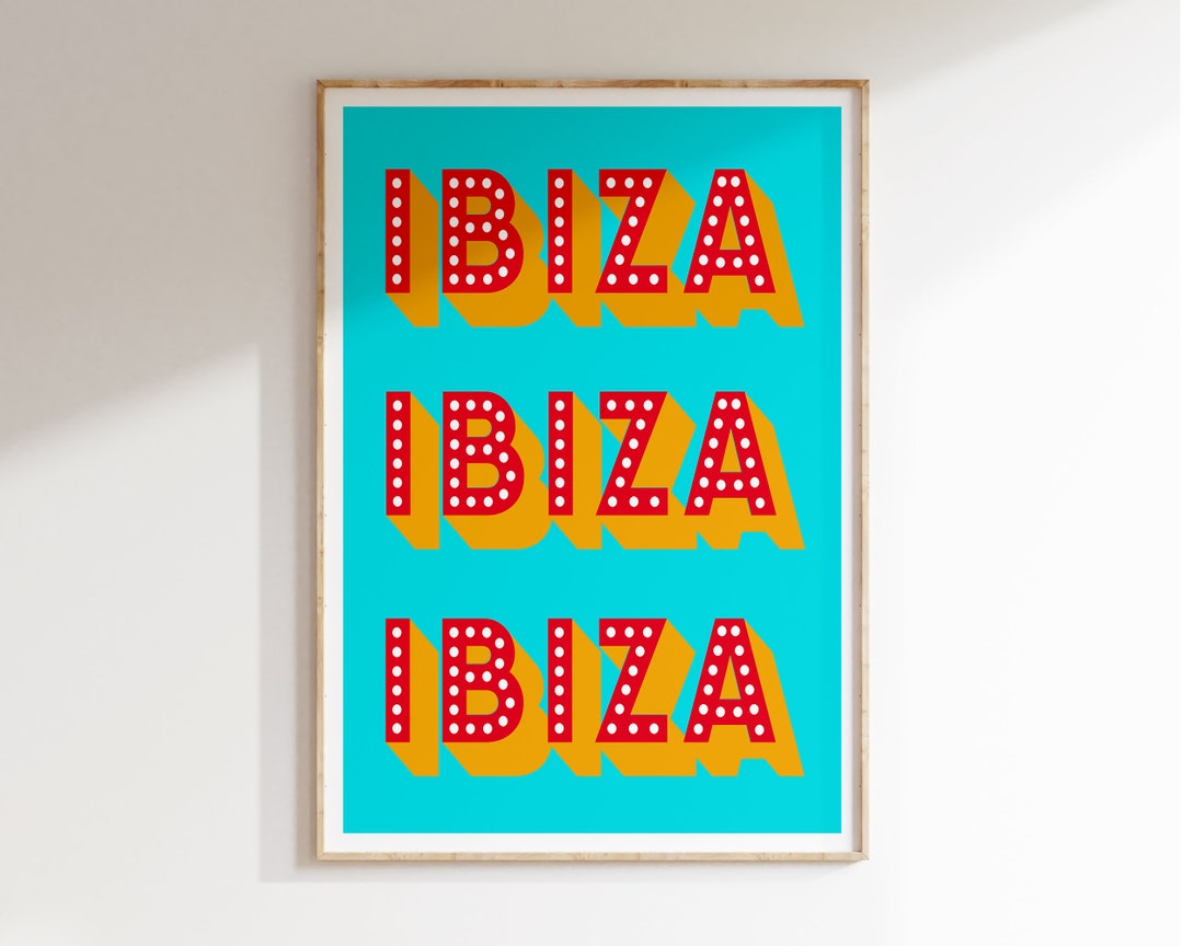 Preppy Ibiza Travel Poster, Retro Ibiza Print, Bright Travel Ibiza Art, Mid Century Poster ...