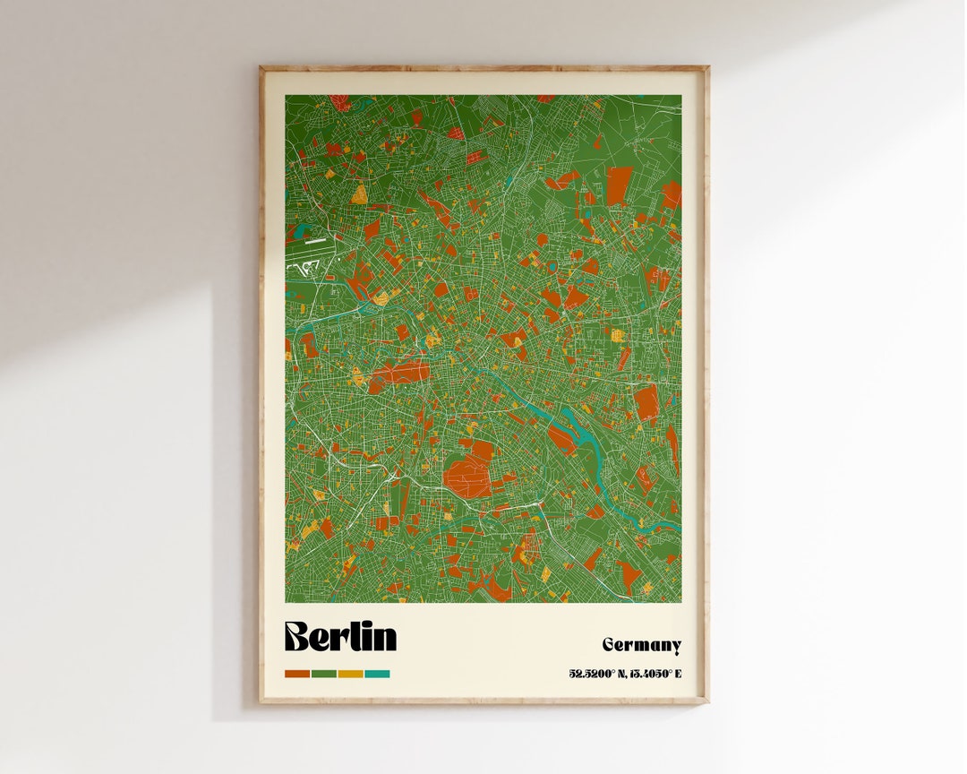 Berlin Map Print, Colour Berlin Map Poster, Berlin City Map Poster ...