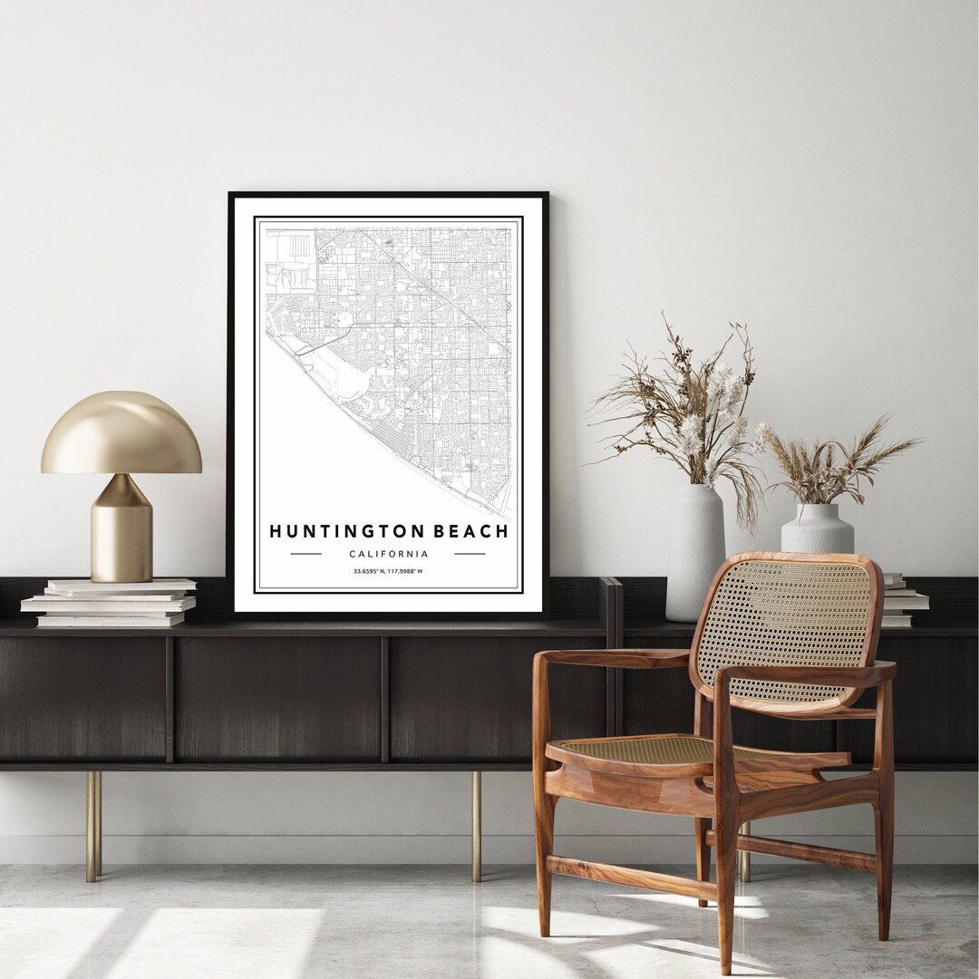 Huntington Beach CA Map Print, Huntington Beach Map Poster, Map of ...