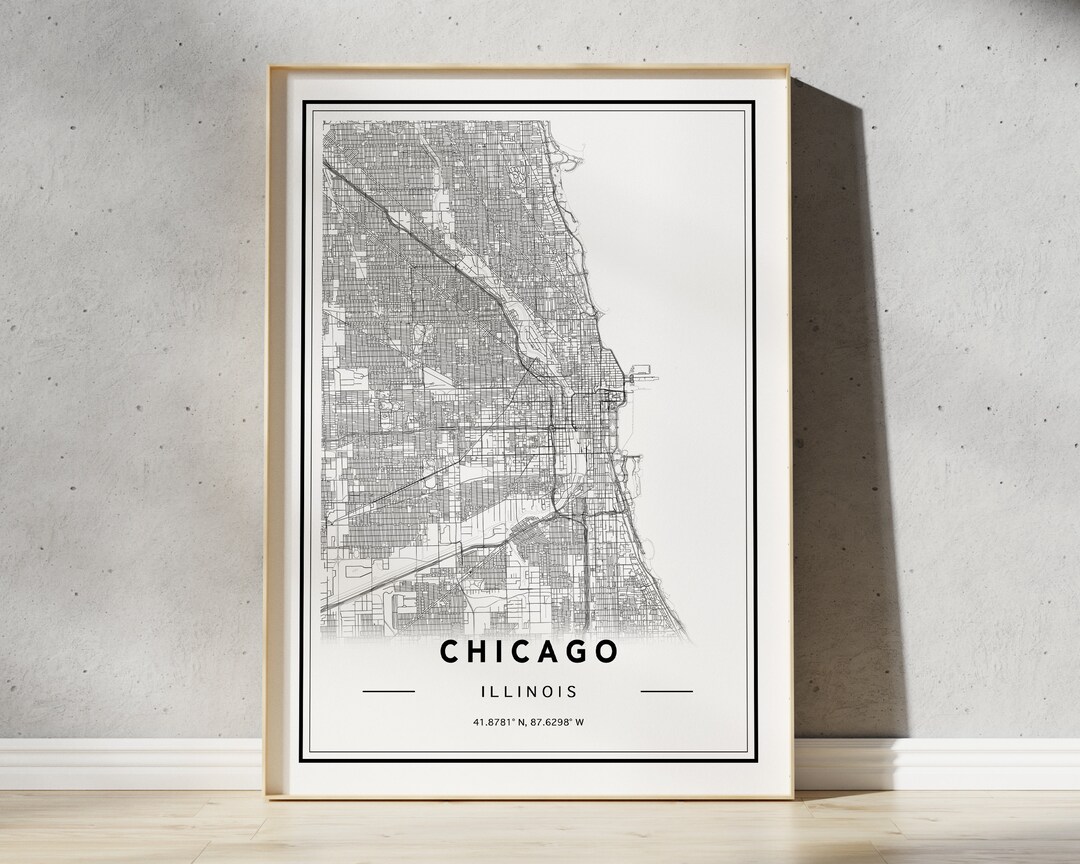 Chicago Map Print, Chicago Map Poster, Chicago Map Wall Art, Chicago ...